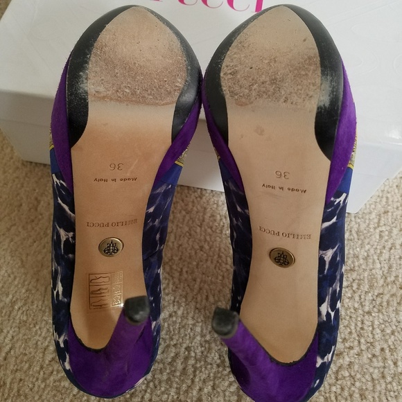 Emilio Pucci | Shoes | Emilio Pucci Satin Muschio Suede Violet Heels ...